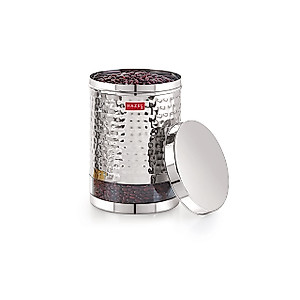 HAZEL Stainless Steel Kitchen Containers I Transparent Kitchen Container Set of 6, 3000 ml Each I Multipurpose Storage Box for kitchen containers set with Glossy Hammered Finish