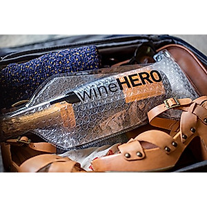 WineHero - 6 Pack Reusable Leak Proof Bottle Protector Bag for Travel Pack in Airplane Checked Baggage, Luggage, or Suitcase - Good for Cruise Travel - Wine Travel Accessory