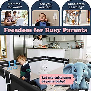 TODALE Baby Playpen for Toddler, Large Baby Play Yard, Safe No Gaps Playpen for Babies,Baby Gate Playpen(Black,50”×50”)