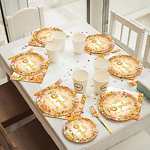 Kepeel 200Pcs Fall Little Pumpkin Baby Shower Plates and Napkins Set, Autumn A Little Pumpkin is on The Way Party Supplies Decorations Thanksgiving Baby Shower Birthday Party Tableware Kit, Serves 50