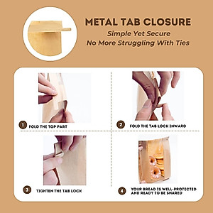 Bread Bags for Homemade Bread Sourdough - 50 Pack Large Paper Bread Bags for Sourdough with Tintie Tab Lock, 90pcs Stickers, Clear Front Window: Sourdough Bread Bags for Gifting