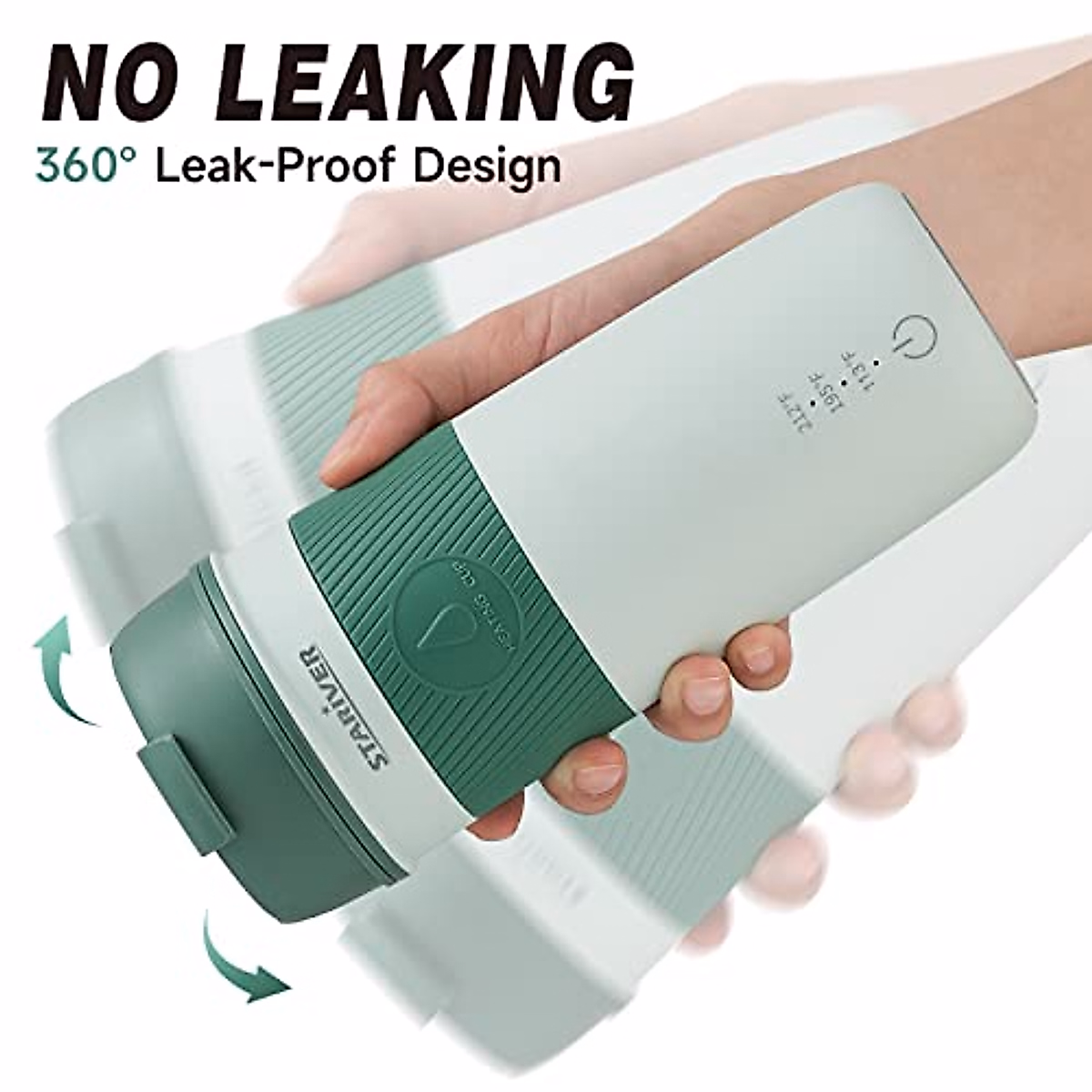 Stariver Travel Electric Kettle, 350ML Portable Electric Tea Kettle BPA-Free, Small Electric Kettle with 3 Temp Setting, Hot Water Boiler with Keep Warm, 304 Stainless Steel and Fast Boil, Green