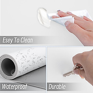 DAWNTREES Makeup Mat for Vanity,Dual-Sided Leather Vanity Mat, Easy to Clean, Waterproof and Oilproof,Desk Pad Mat to Protect Vanity(White - Silver)