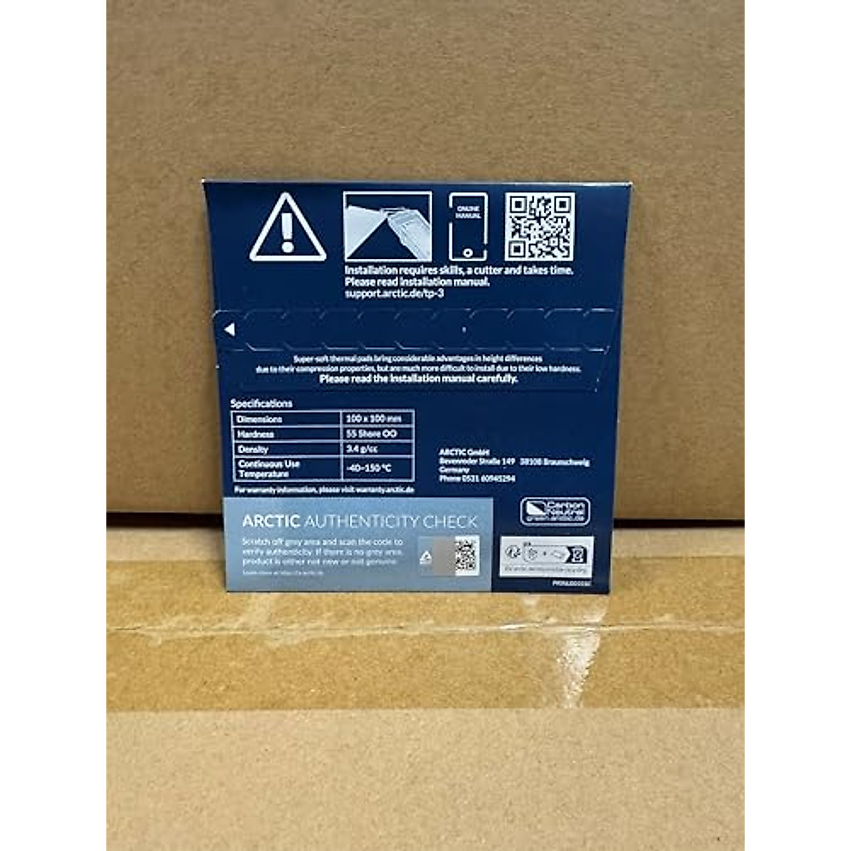 ARCTIC TP-3: Premium Performance Thermal Pad, 100 x 100 x 1.0 mm (Stackable to 2.0 mm Without Performance Loss), 1 Piece - High Performance, Particularly Soft, Ideal Gap Filler, Bridging Gaps