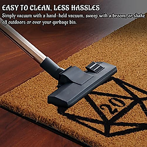 Roll for Initiative Welcome Mat Brown Coir Funny Doormat Printed with Dragon and D20 Roleplaying Tabletop RPG Gaming Non-Slip Backing Door Mat, 30"x18"