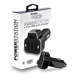 Aduro 4 Port Car Charger USB Adapter, 12V Fast Car Charger USB Adapter Power Station 5.2A/26W Output (Black)