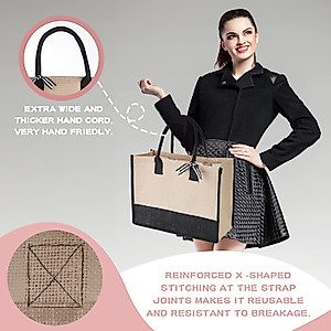 12 Pieces Burlap Tote Bags Set Jute Tote Bag with Handles Initial Canvas Beach Bag Large Reusable Burlap Gift Tote Bag for Women Shopping Market Grocery Holiday Travel DIY Gift Bags