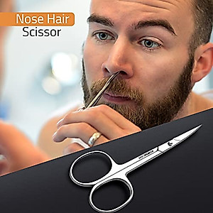 Utopia Care Eyebrow Scissors, Small Scissors for Men and Women - Curved and Rounded Nose Hair Scissors for Grooming Mustache, Beard, Eyelashes, Ear Hair Trimming- Professional Stainless Steel - Silver