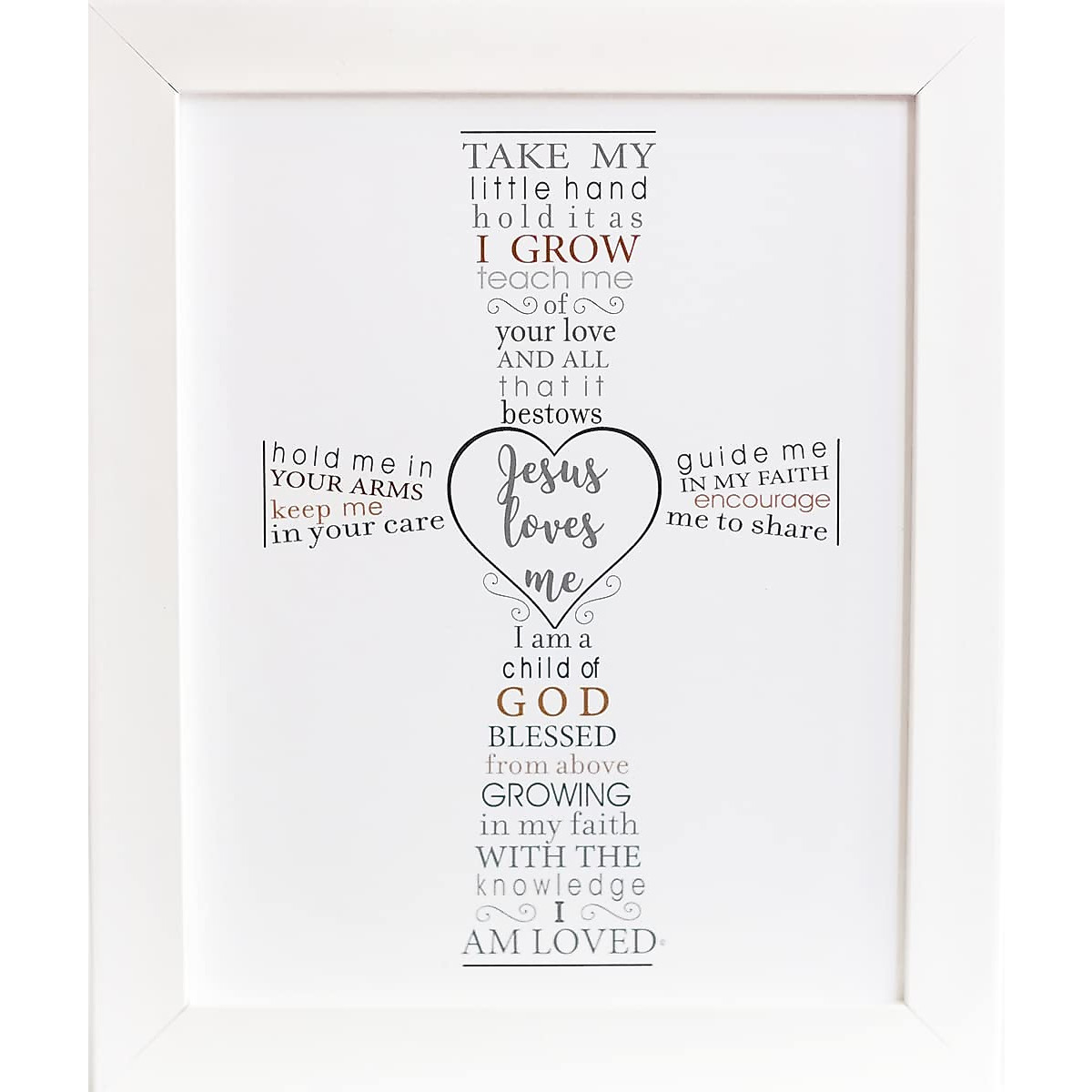 Jesus Loves Me Frame for Baby's Baptism, Dedication or Christening - Made in USA Frame - Gift for Granddaughter/Grandson/Godson/Goddaughter on Christening, Baptism, Dedication (White - Regular)