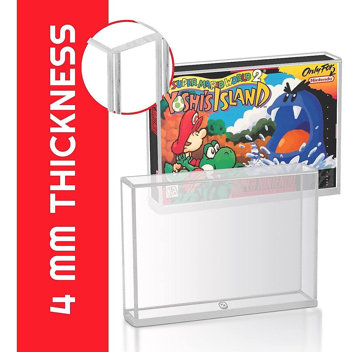 EVORETRO Clear Acrylic Protector Case Compatible with SNES & N64 Games Storage Box, 4MM Thick, Scratch, Dust, UV Resistant (Pack of 2)