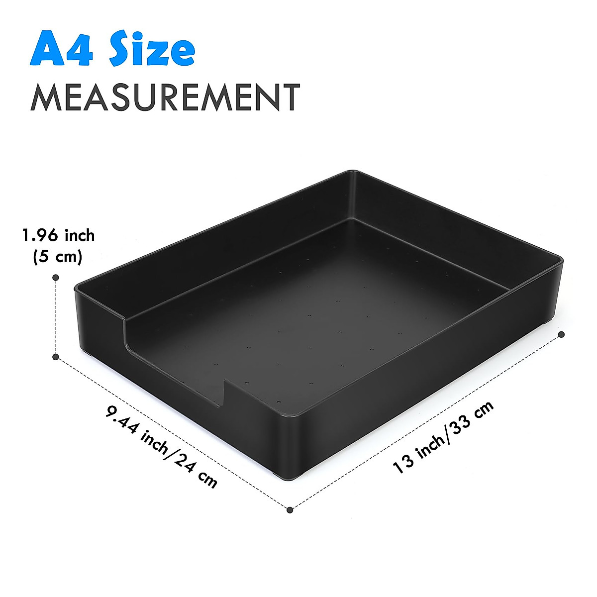 EsOfficce Letter-Size Tray, 2PCS Plastic Stackable A4 Paper Tray, Desk Drawer Organizer, Multi-use Large Storage Basket for Office Home Supplies,13 x 9.6 inch