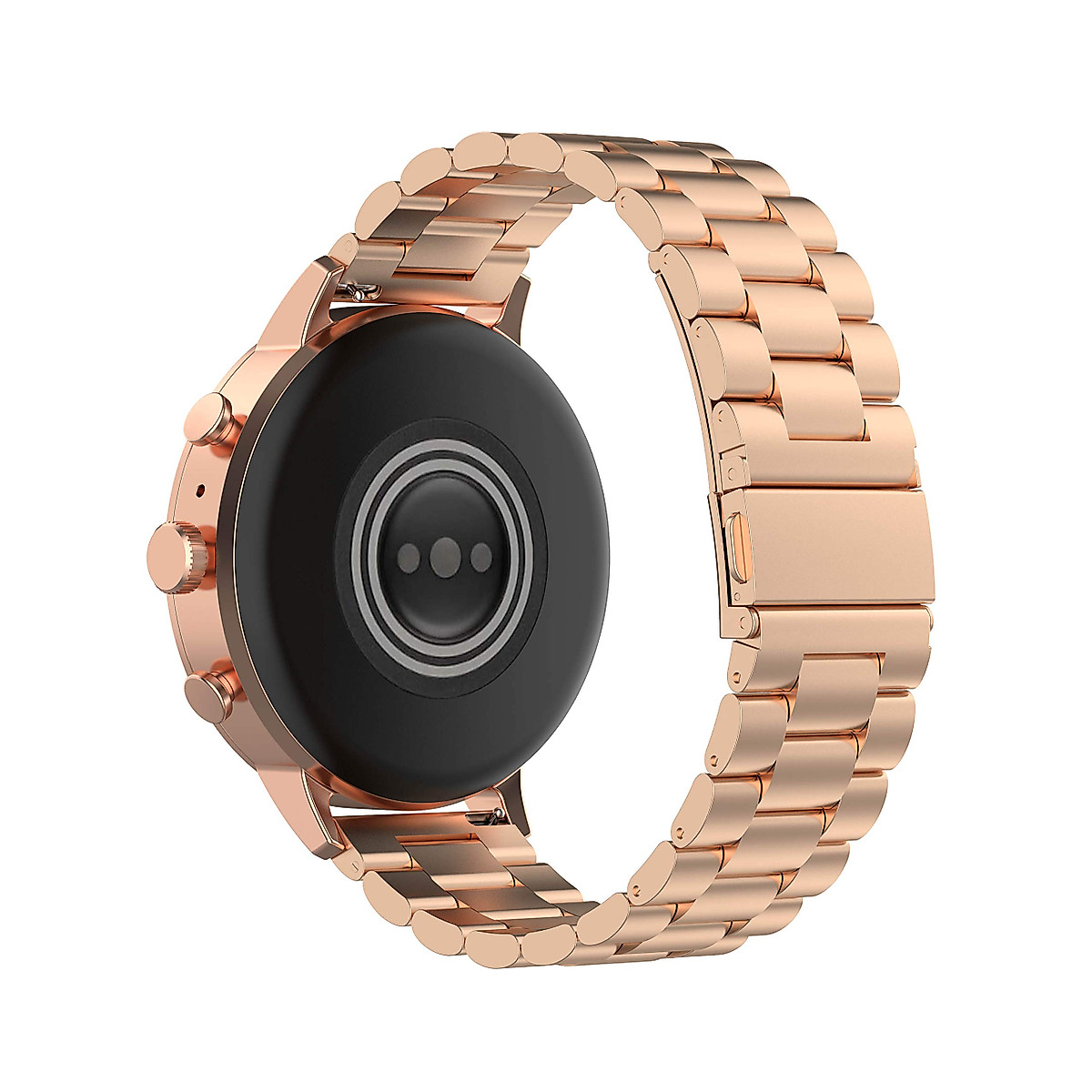 FitTurn Bands Compatible with FITVII Metal Stainless Steel Watch Band Replacement Classic Durable Solid Link Accessory Buckle Metal Strap Wrist Band for FITVII H86 Fitness Tracker (RoseGold)