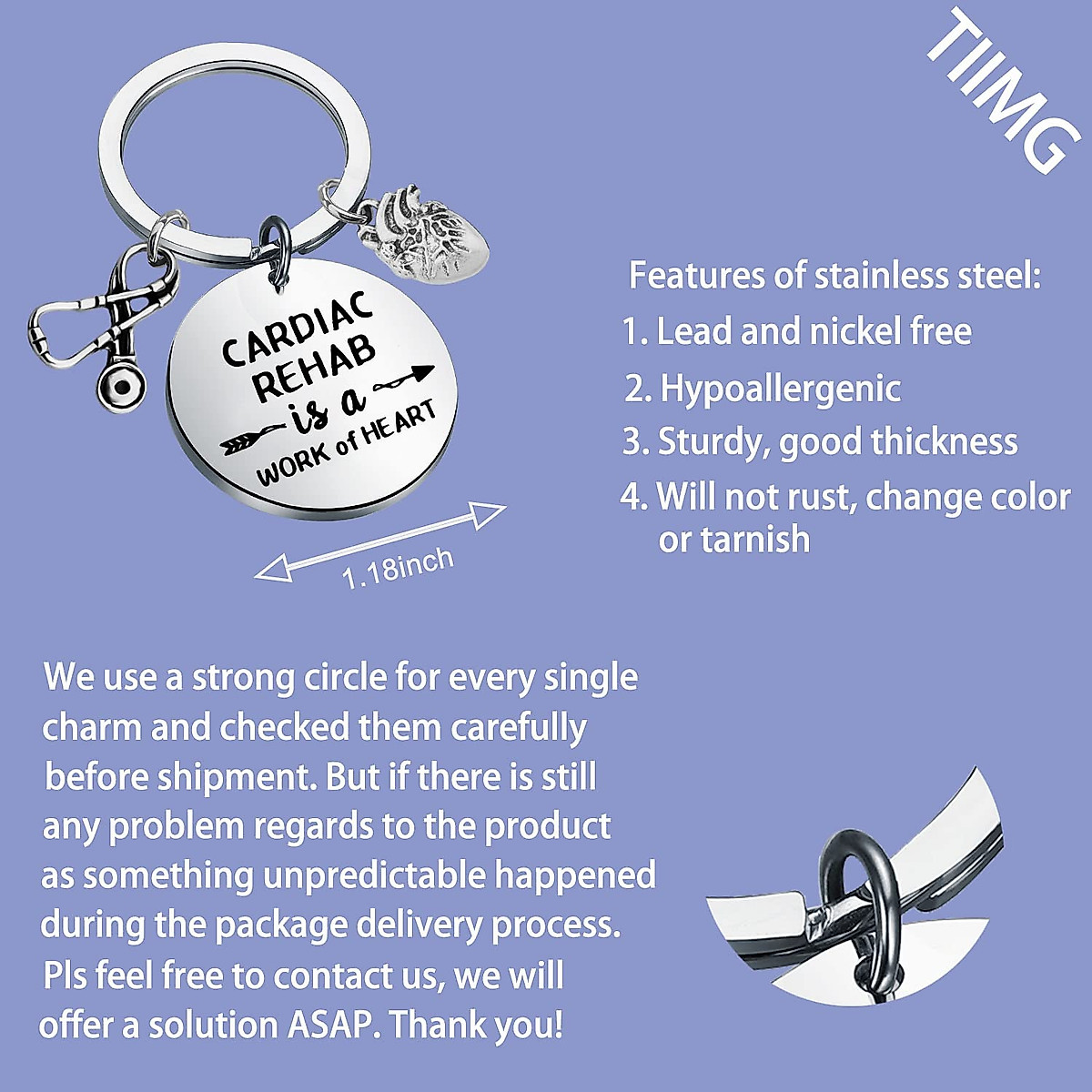 TIIMG Cardiac Rehab Nurse Gift Cardiac Rehab is A Work of Heart Keychain Nursing School Grad Gift (CARDIAC REHAB)