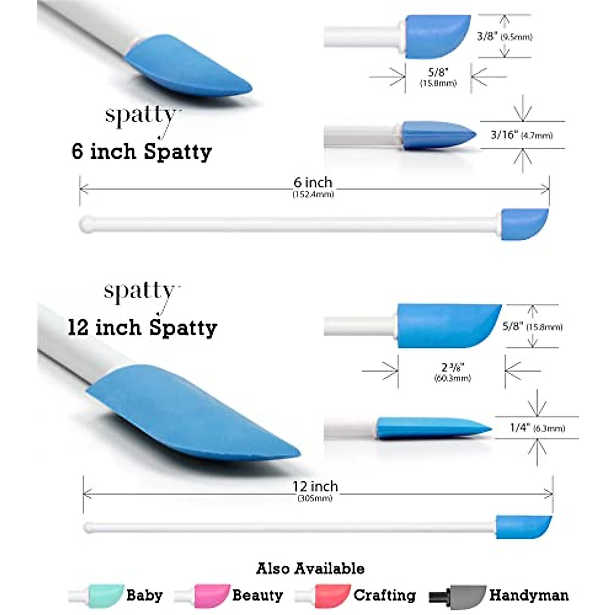 Spatty Daddy Kitchen Spatula Set (6 and 12 Inch Blue) Shark Tank Mom Made to Scrape Last Drop From Jars, Ketchup, Icing, Peanut Butter, Spreading or Mixing Gifts for Cooks, Grandma, Stocking Stuffers