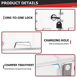Consfly Cell Phone Locker Box Clear Cell Phone Lock Box 15 Slots Wall-Mounted Cell Phone Storage Cabinet with Keys for Office School Factory