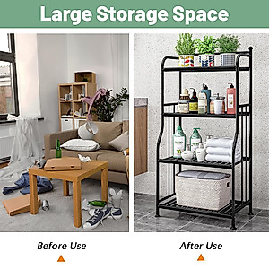 TIE-DailyNec 4 Tier Metal Plant Stand Flower Pots Holder, Multiple Home Storage Shelf Shoe Organizer Iron Indoor and Outdoor Flower Plant Display Rack for Garden Balcony Living Room Patio (Black)