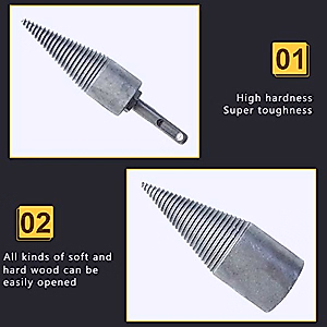 BELUPAID Heavy-duty Drill Bits High-carbon Steel Firewood Splitter Fast Wood Splitting Auger Drill Bits Tools