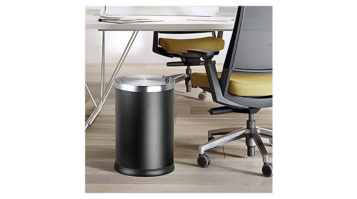 Stylish Black & Silver Trash Can - Durable Stainless Steel Bin