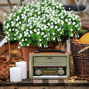 Little Chain 8PCS Artificial Fake Outdoor Plants Flowers UV Resistant Faux Flowers Indoor Outside for Decoration Hanging Planter Wedding Garden Patio Office Home Decor White