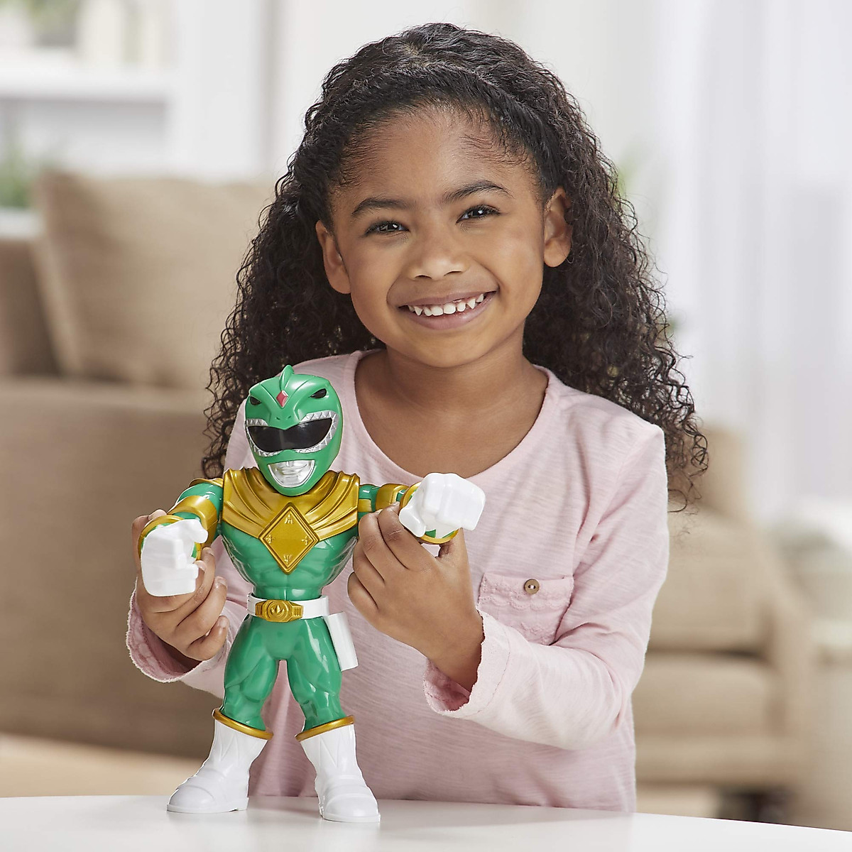 Power Rangers Playskool Heroes Mega Mighties Green Ranger 10-inch Figure, Mighty Morphin Collectible Toys, Kids Ages 3 and Up