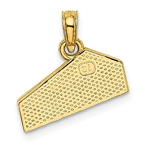 Solid 14k Yellow Gold Cheese Wedge Charm Pendant - 7mm x 15mm