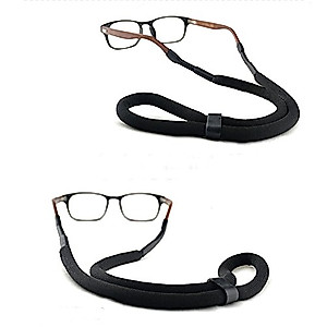 Adjustable Sports Sunglasses Safety Holder Floating Retainer Strap Eyewear Retainer, Black, Pack of 2