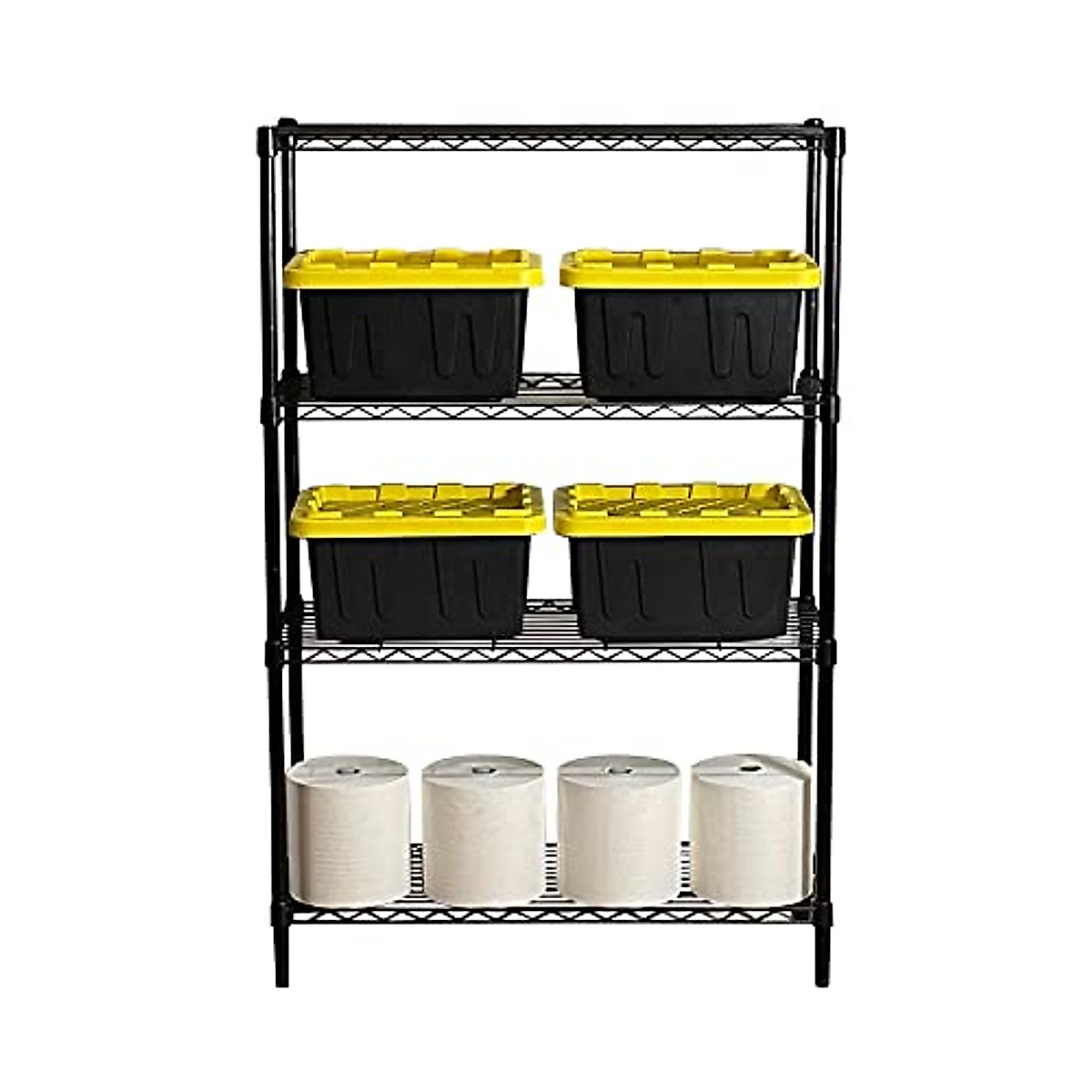 Juggernaut Storage 36" W x 14" D x 54" H Four-Shelf Steel Shelving Unit, 1400 lb Capacity, Black
