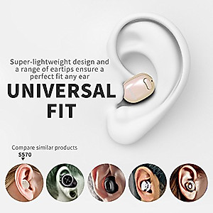 NENRENT S570 Single Bluetooth Earbud Smallest Mini Invisible Wireless Bluetooth Earpiece Headset Headphone Earphone with Mic Hands-Free Calls for iPhone Android Smart Phones PC TV iPad 1pcs (Nude)…