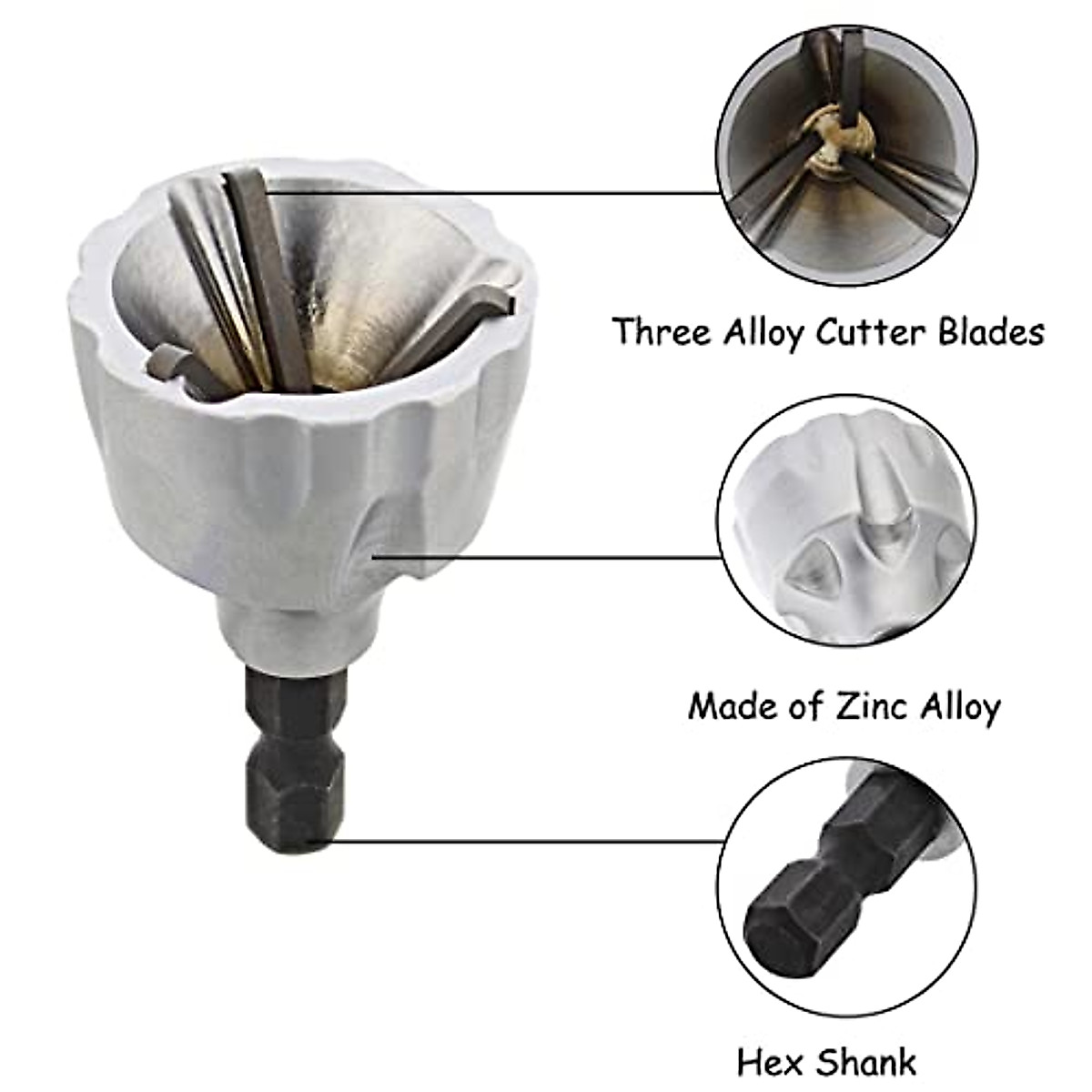 SeonFook Deburring External Chamfer Tool Bolt Thread Repair Tool Screw Burr Chamfering Removal Tool Quick Release Hex Shank Fits for 1/8"-3/4"(3mm-19mm) Deburring Drill Bit