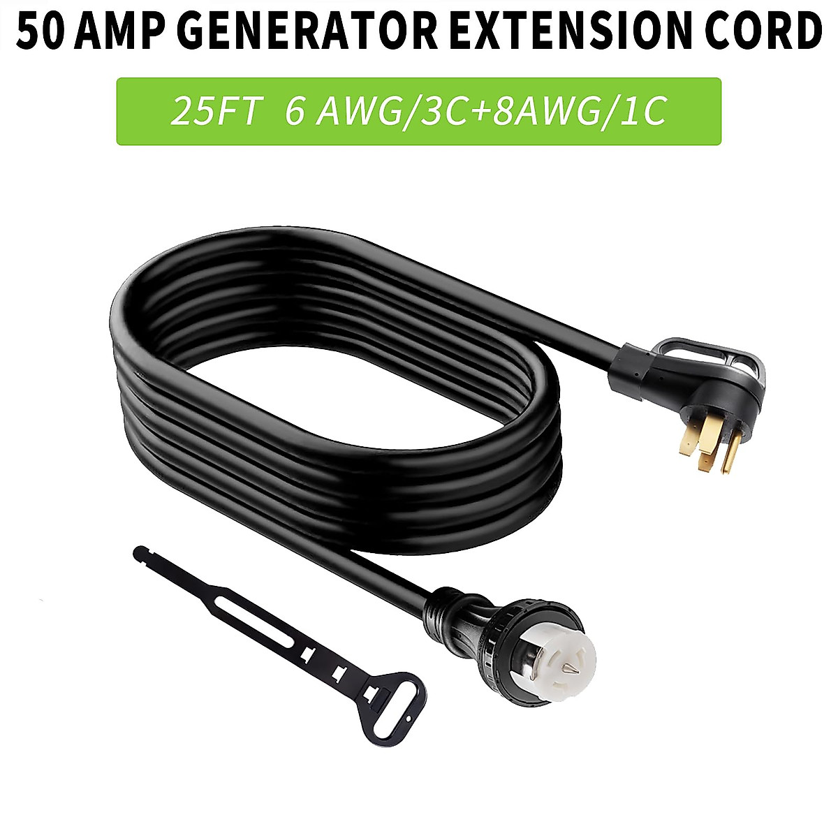 Mstge 50 Amp Generator Cord and Power Inlet Box, 25ft Generator Power Cord, 125V/250V Generator Extension Cord NEMA14-50P/SS2-50R/CS6364 Locking Connector for RV Camper and Generator to House,ETL List