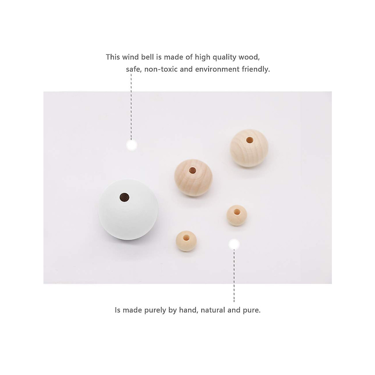 AONTUS Baby Crib Mobiles Wooden Beads for Children Boys Girls Babies Bed Room Designer Colors to Match Nursery Delight (White Wooden Beads)