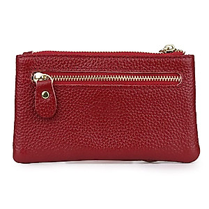 Women Genuine Leather Coin Purse Zip Cute Bee Pouch Change Wallet with Keychain, navy