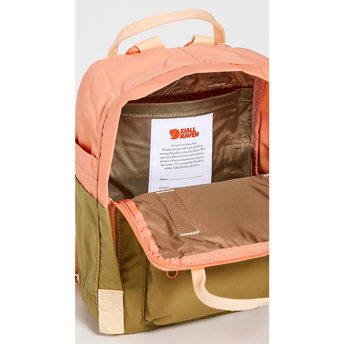 Fjallraven Women's Kanken Art Mini Backpack, Landsort, Green, Orange, One Size