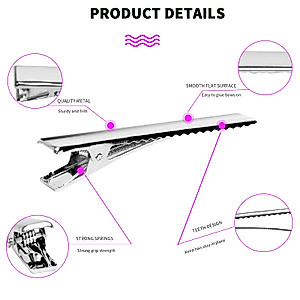 WSYUB 170 Pcs Alligator Hair Clips for Bows, Silver Bulk Duck Bill Hair Clips, 4 Sizes, Styling Clips for Thick &Thin Hair or DIY Bows Make