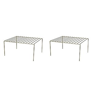 Kitchen Details Medium Helper Shelf | Cabinet & Countertop Organization | Plates & Dinnerware | Glasses | Maximize Space | Free Standing | Satin Gold (Pack of 2)