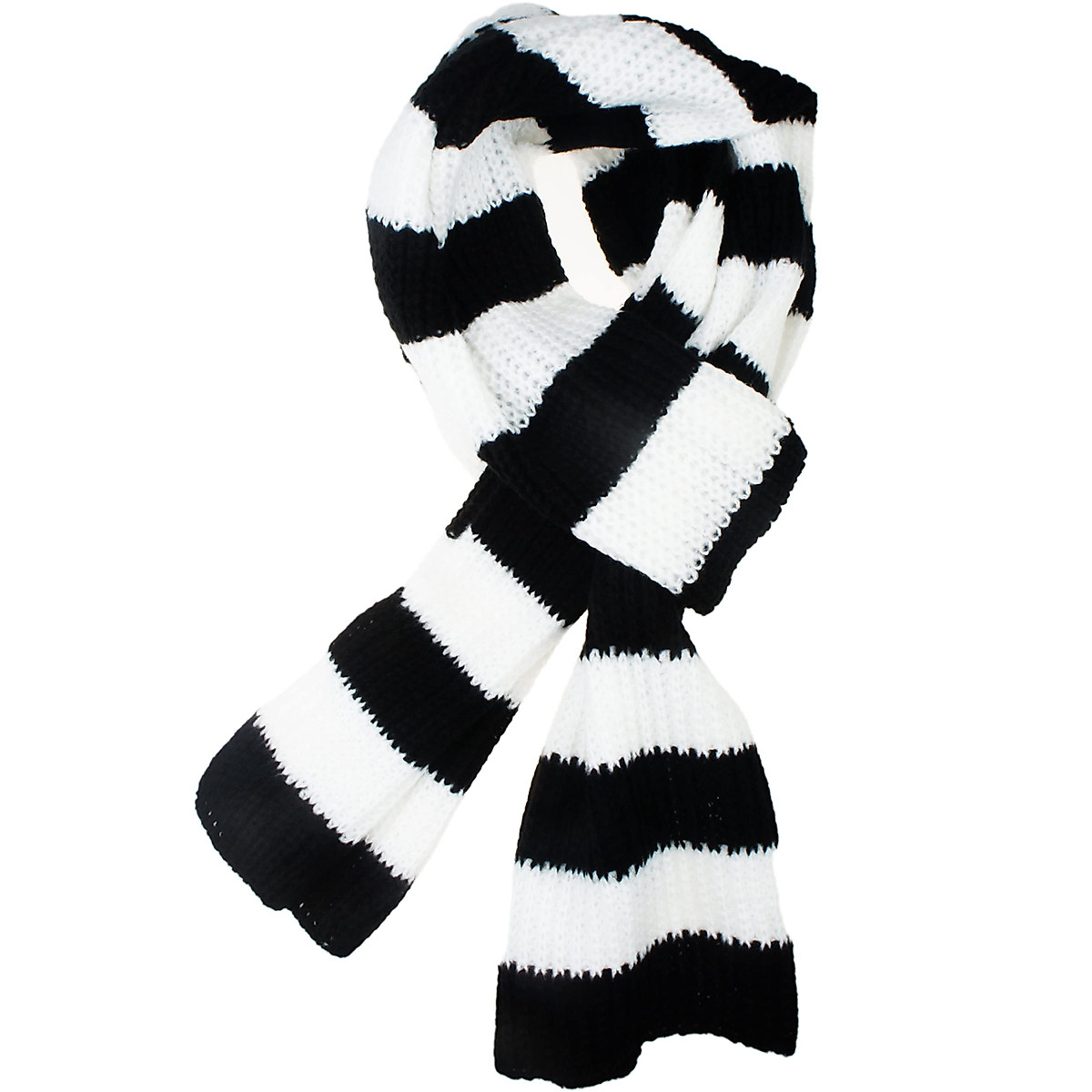 VIVIAN & VINCENT Fall Winter Ultra Soft Knit Striped Scarf for Women Men Boys Girls Christmas Black White