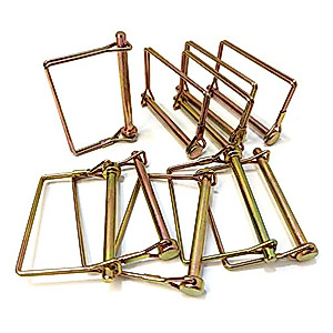 10 Pieces 1/4 Inch Wire Lock Pin, Trailer Coupler Pin,Hitch pin,Heavy Duty Safety Coupler Pin Shaft Locking Pin for Farm Trailers Wagons Lawn Garden(Square, Gold)
