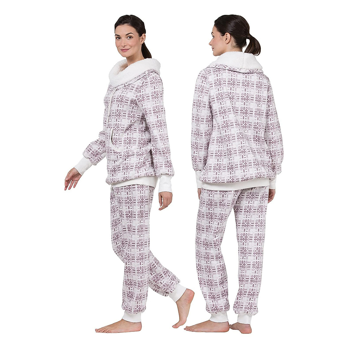 PajamaGram Soft Fleece Pajamas Women - Pajamas for Women, Pink, L, 12-14