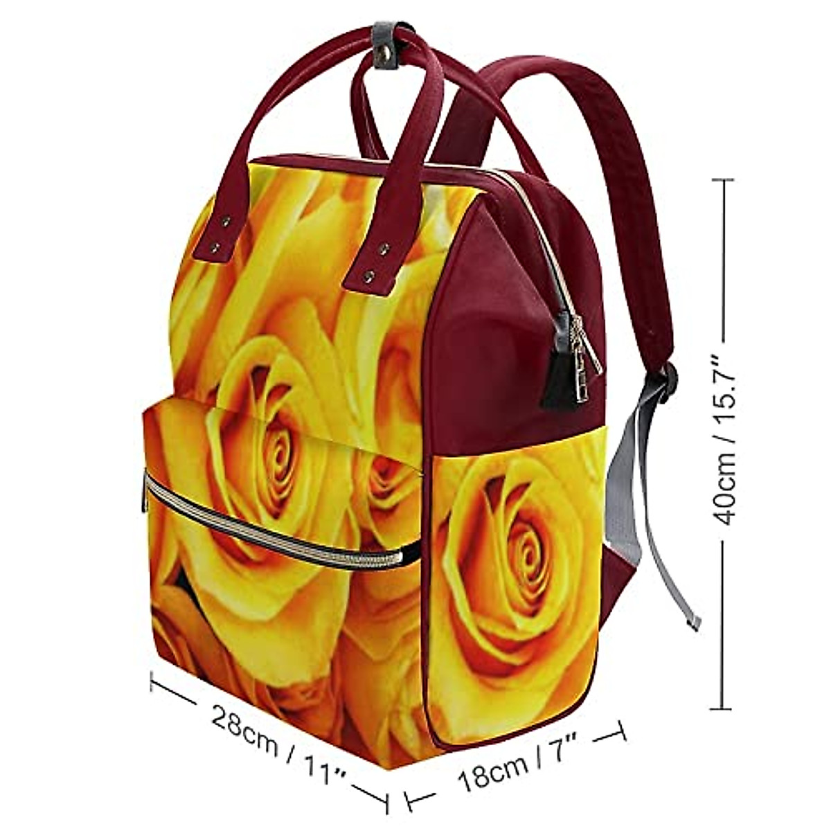 Yellow Rose Diaper Bag Backpack Large Capacity Mommy Bags Multifunction Nappy Bag Travel Back Pack Red-Style