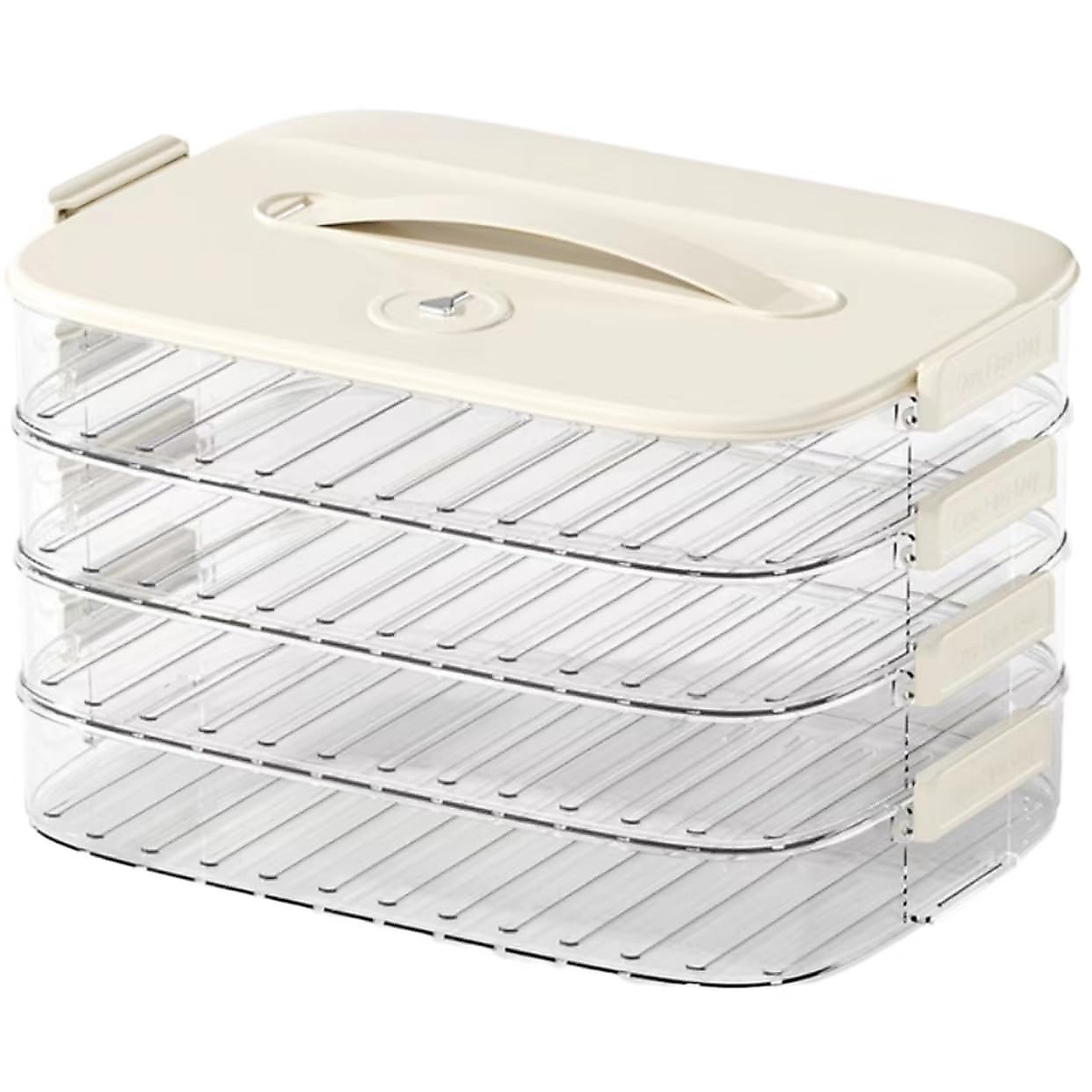 MANHONGYU 4-layer Food Storage Container, Dumpling Box,Cookie Container,Transparent Food Preservation Box for Kitchen and Refrigerator, Stackable Snack Container with Lid，Good Sealing,Heighten