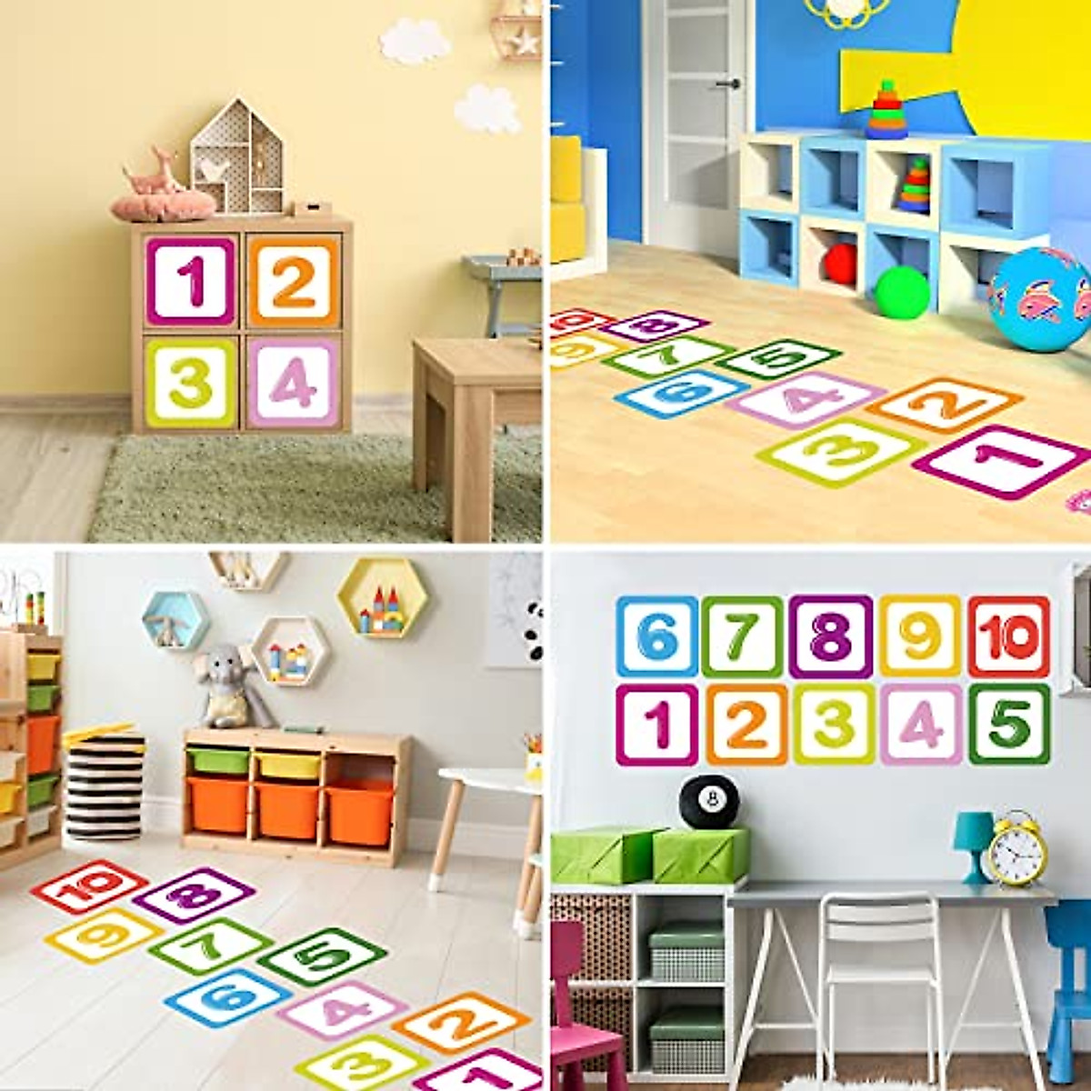 Haokaini 10 Number Lattice Floor Sticker Wall Decals Funny Number Hopscotch Game Wall Sticker for Baby Room Bedroom Classroom Ground Corridor Nursery