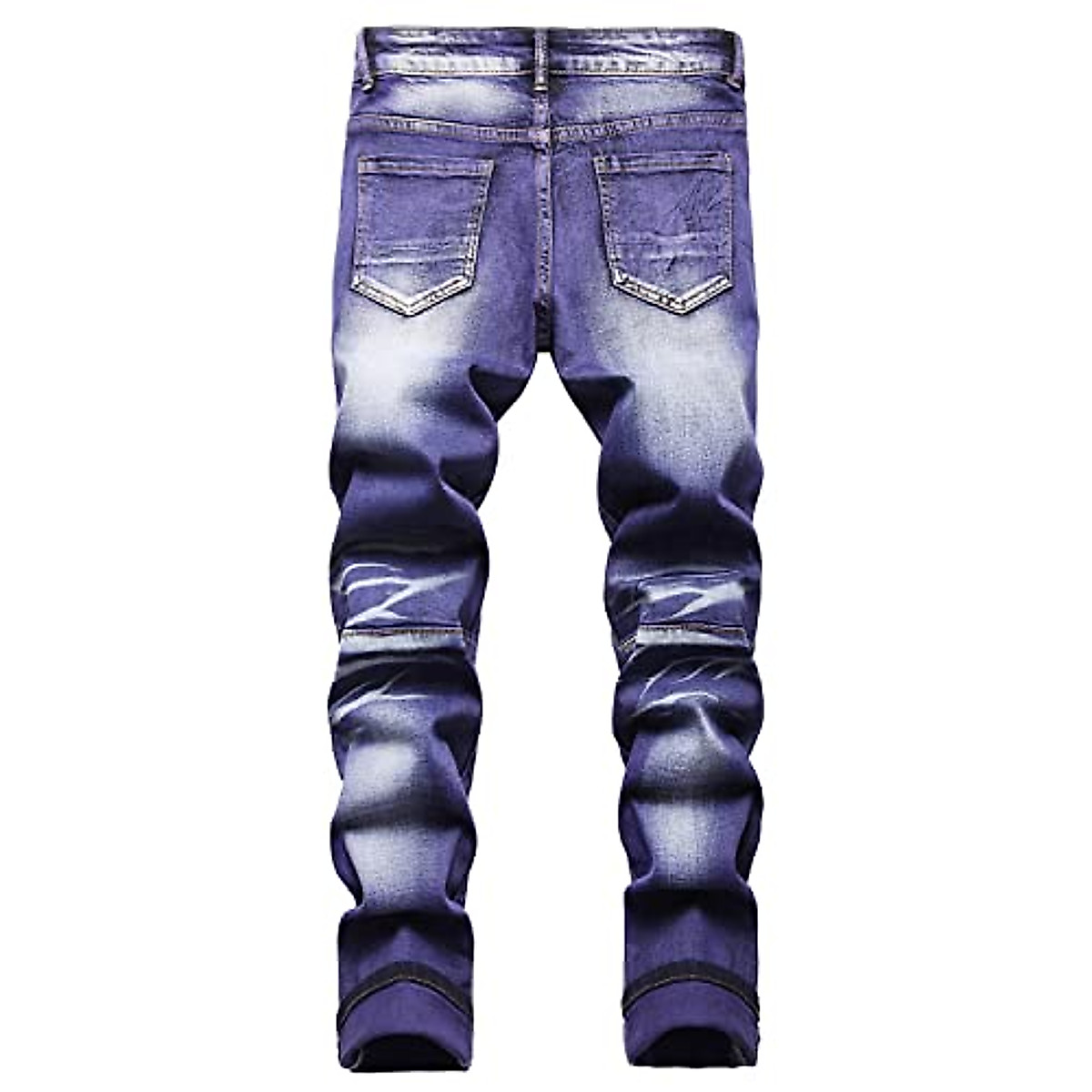 Men's Ripped Distressed Destroyed Straight Slim Fit Denim Jeans,705 Purple,Size 32