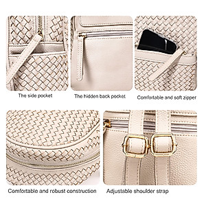 SHOMICO Women Backpack Purse Woven Trendy Stylish Casual Dayback Handbag (Large Beige Woven)