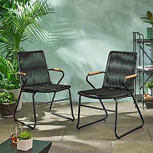 Christopher Knight Home Modern Rope Weave Club Chair (Set of 2), Black and Natural