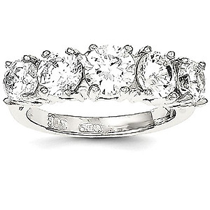 IceCarats 925 Sterling Silver Cubic Zirconia CZ 5 Stone Anniversary Wedding Band Ring Size 7
