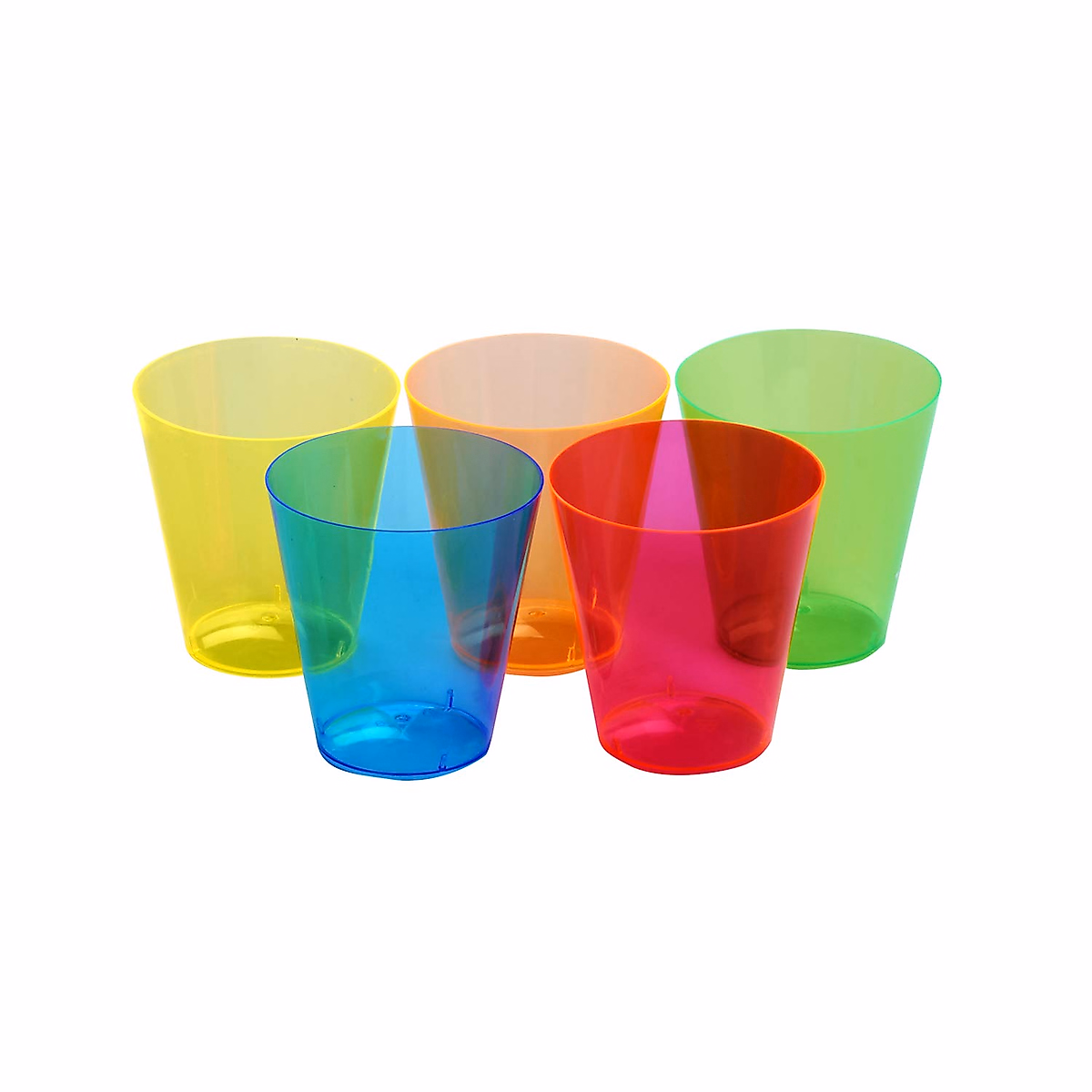 Select Settings 500 pc. Multi Color Plastic shot Glasses, Neon plastic disposable shot cups