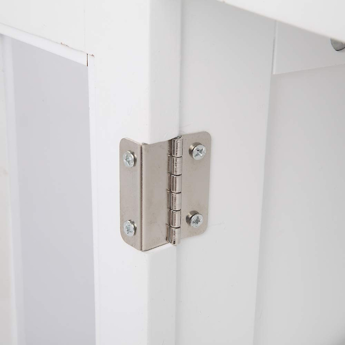 Storage Sideboard Buffet, Transparent Double Door Side Cabinet Wooden Storage Cupboard with Glass Door for Home Kitchen Hallway Dining Room, Console Table Server Display, White