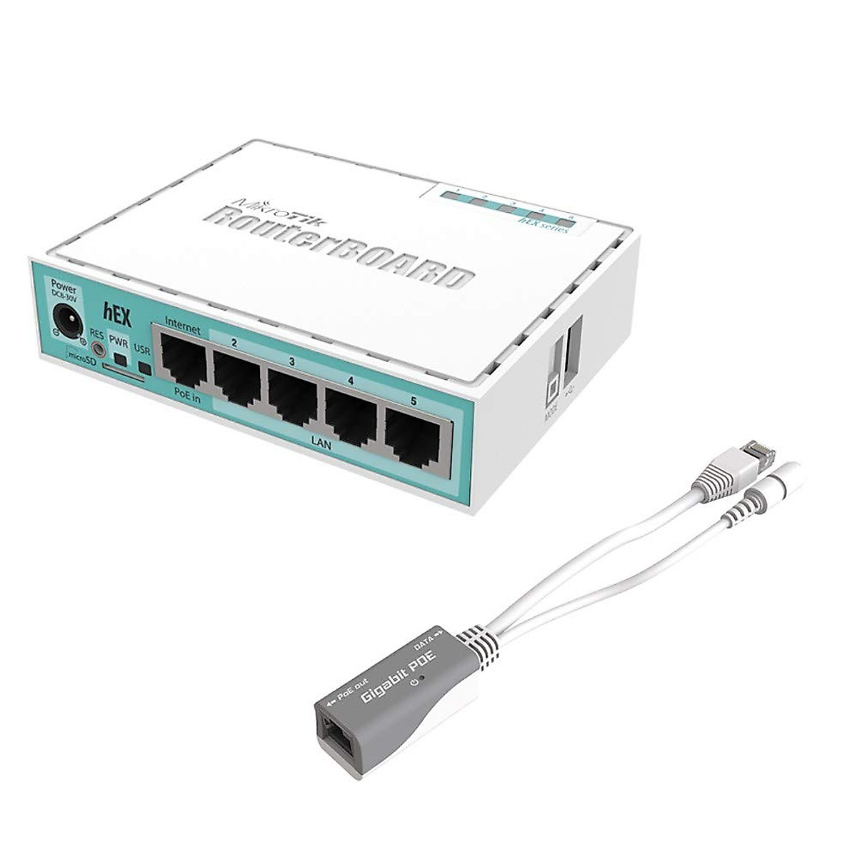 Mikrotik hEX RB750Gr3 Router Gigabit 5 Ports with Free RBGPOE POE Injector for Gigabit LAN Products