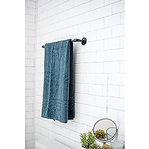 Jeasor Industrial Pipe Towel Rack Towel Bar, Heavy Duty Wall Mounted Rustic Farmhouse Bath Towel Holder for Bathroom (Black, 18 Inch)