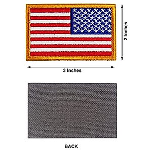 Tactical Patches of USA US American Flag Reverse, with Hook and Loop for Backpacks Caps Hats Jackets Pants, Military Army Uniform Emblems, Size 3x2 Inches